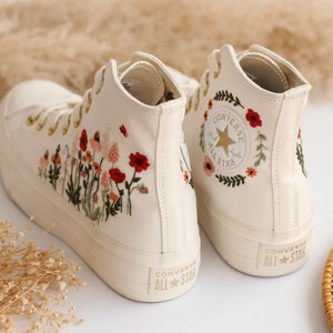 Platform Converse, Flowers Embroidered Wedding Converse Platform Shoes ...