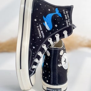 Custom Embroidered Converse High Tops, Blue Whale Embroidered Shoes ...