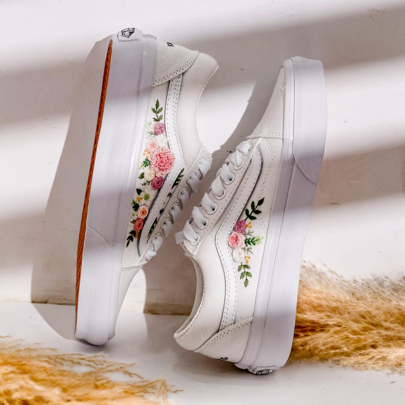 Custom Embroidered Vans, Wedding Vans Embroidery Flowers, Floral ...