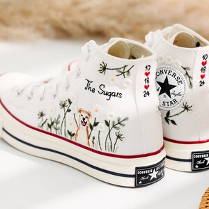 Embroidered Converse , Dog and White Flower Embroidered Shoes, Name and ...