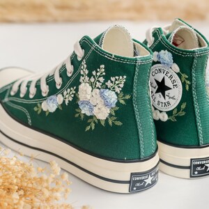 Converse Wedding Shoes, Hydrangeas Flower Embroidered Converse for ...