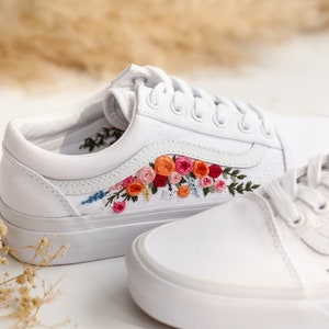 Custom Wedding Vans, Wedding Flowers Embroidered Shoes, Bridal Flowers ...