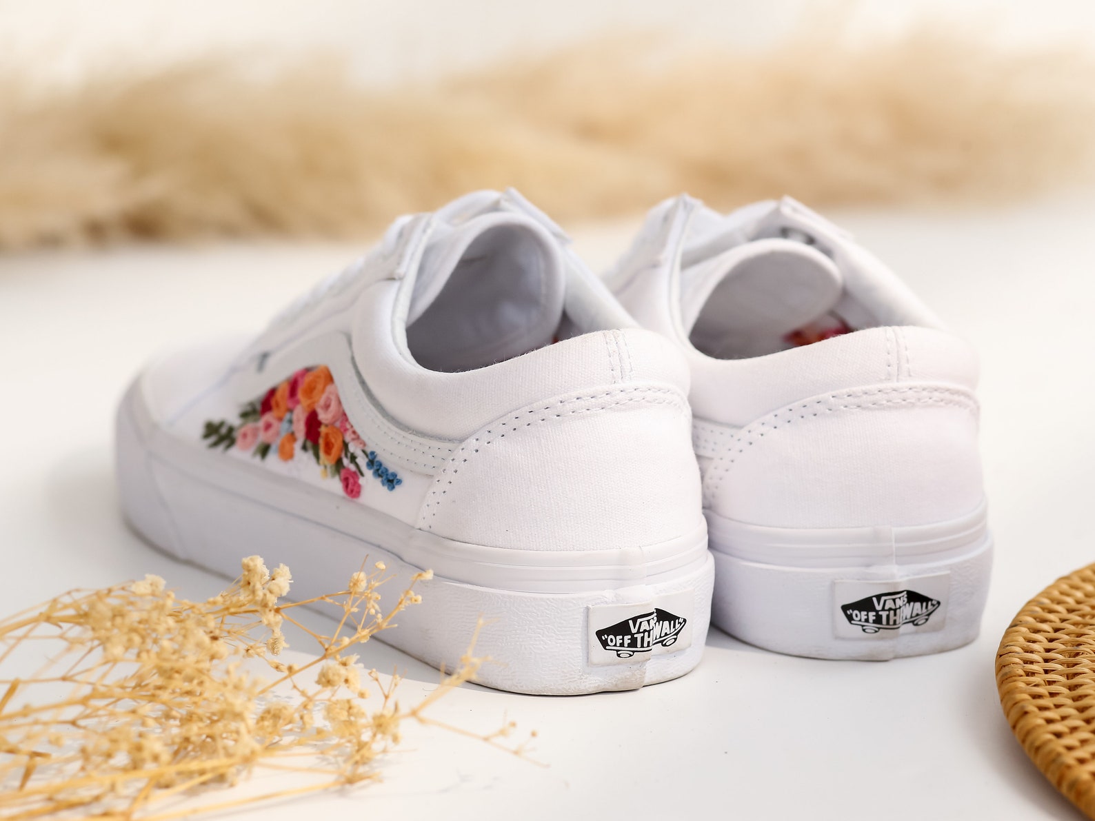 Custom Wedding Vans, Wedding Flowers Embroidered Shoes, Bridal Flowers ...