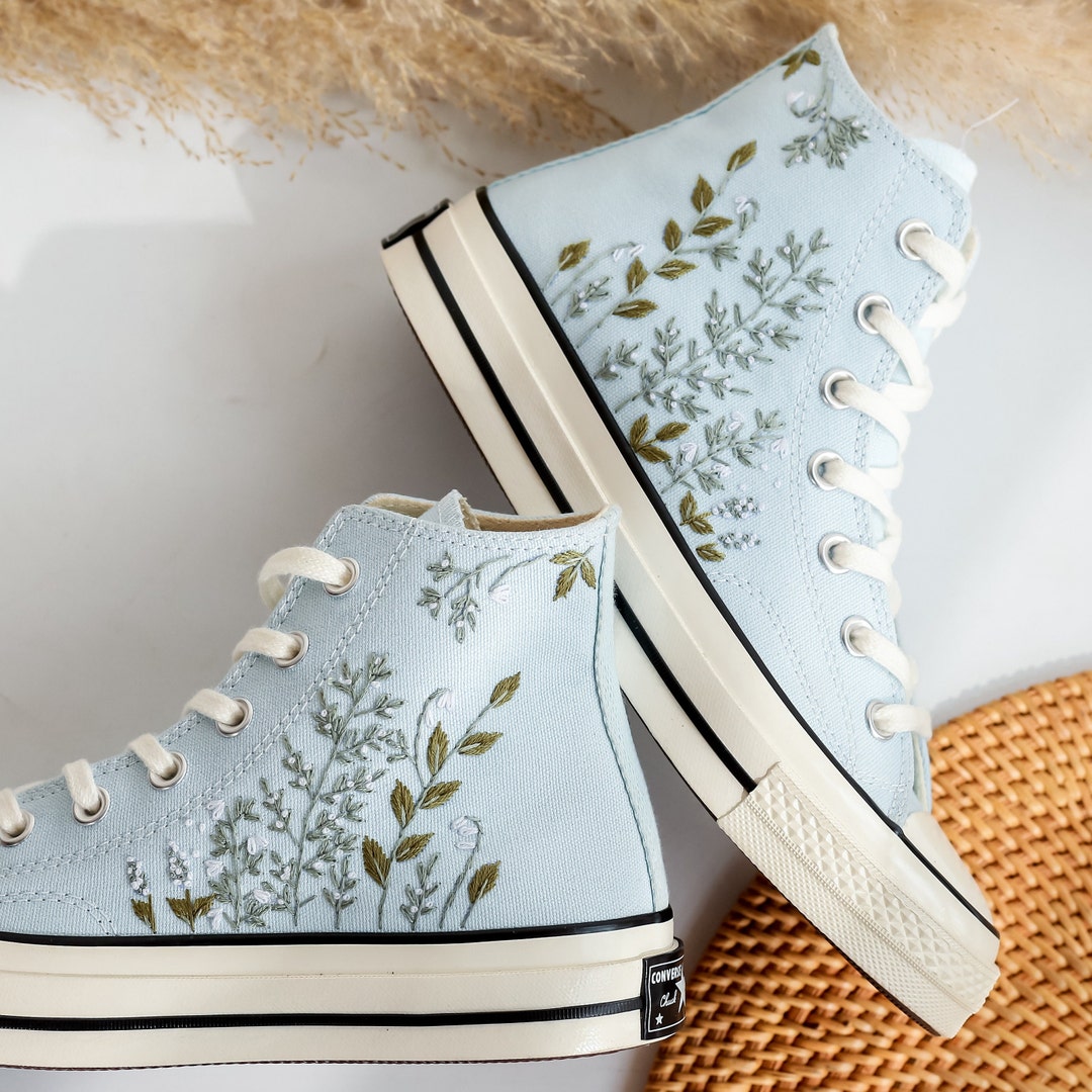 Custom Converse Chuck Taylor Flower Embroidered Converse Shoes, Wedding ...
