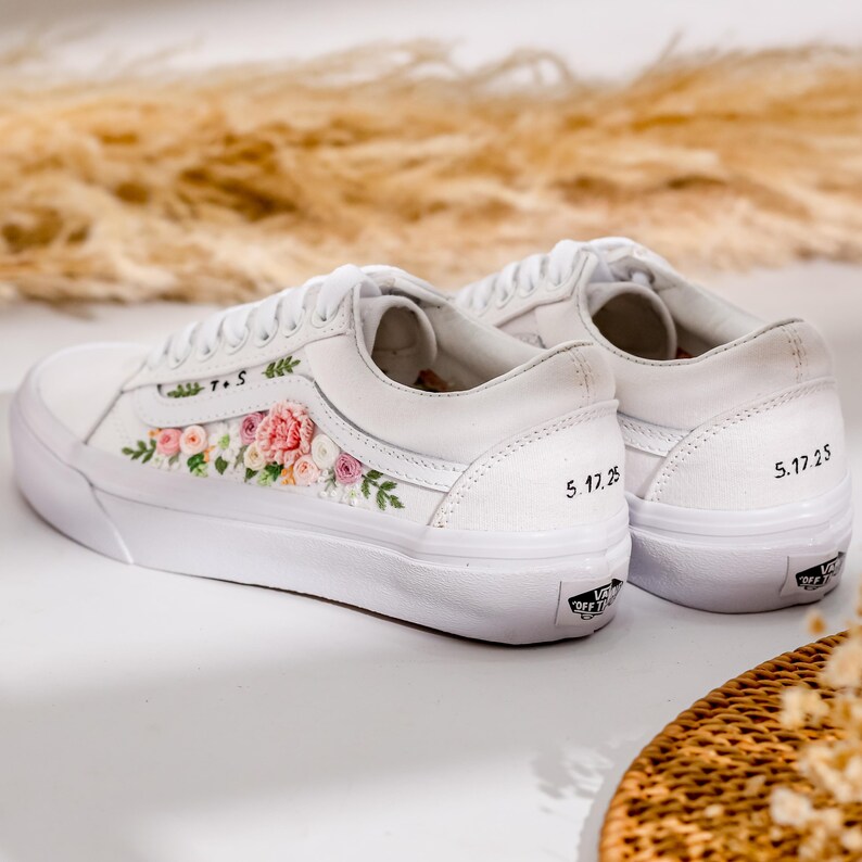 Custom Embroidered Vans, Wedding Vans Embroidery Flowers, Floral ...