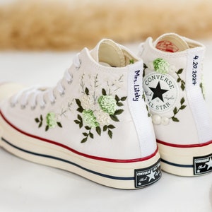Custom Embroidered Wedding Converse, Hydrangea Flower Embroidered ...