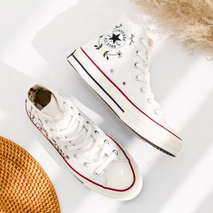 Embroidered Converse , Dog and White Flower Embroidered Shoes, Name and ...