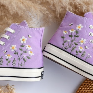 Custom Converse Chuck Taylor Daisy Flower Embroidered Converse Shoes ...