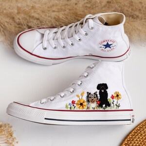 Embroidered Converse Dog, Custom Converse Embroidery Puppy, Embroidered ...