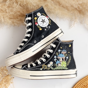 Embroidered Converse Mushroom and Frog, Converse High Tops Chuck Taylor ...