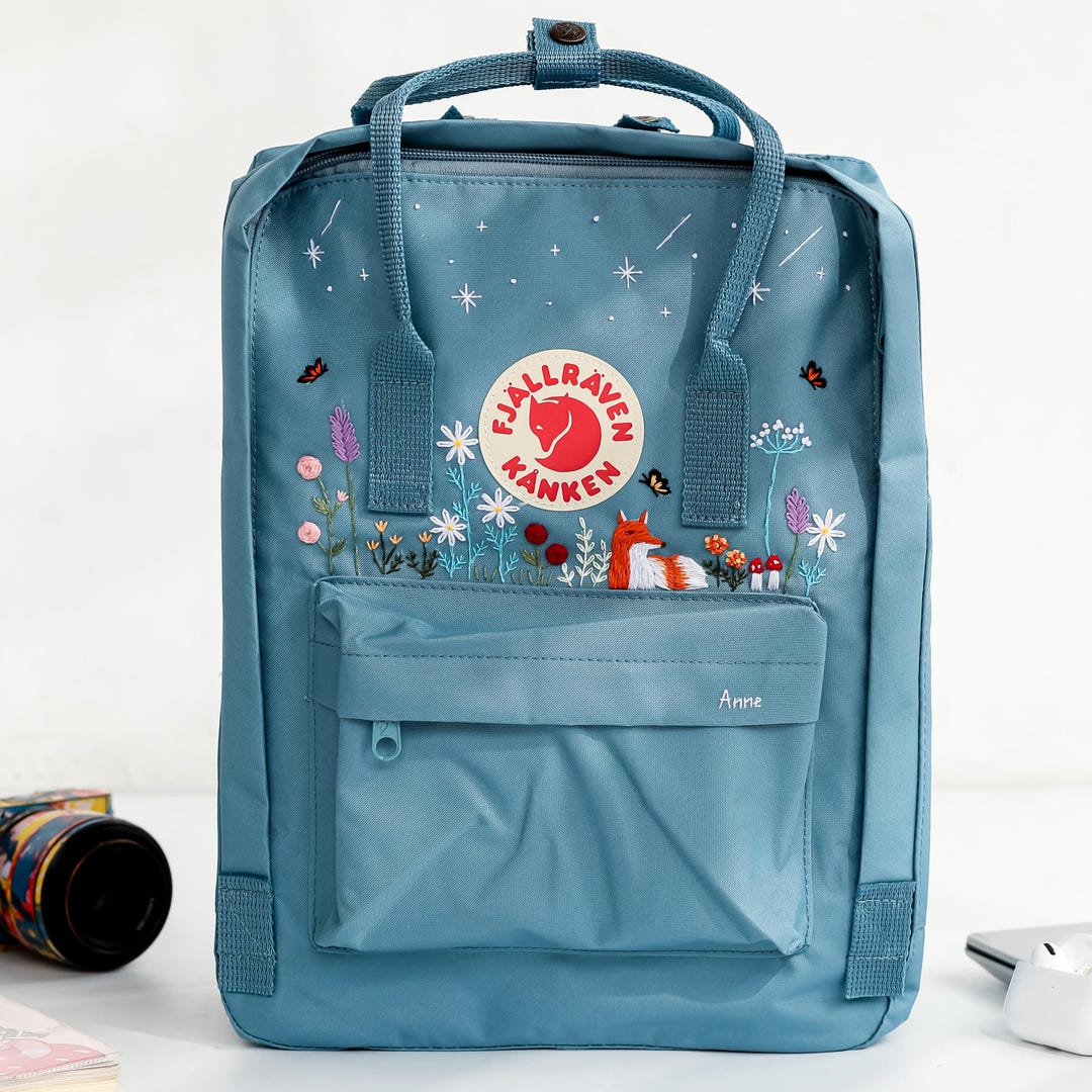 Fox Embroidered Fjallraven Kanken Backpack, Flower, Butterfly, Star ...