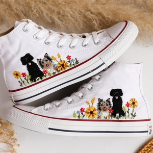 Embroidered Converse Dog, Custom Converse Embroidery Puppy, Embroidered ...