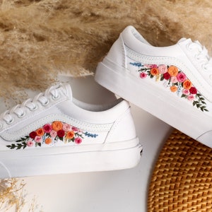 Custom Wedding Vans, Wedding Flowers Embroidered Shoes, Bridal Flowers ...