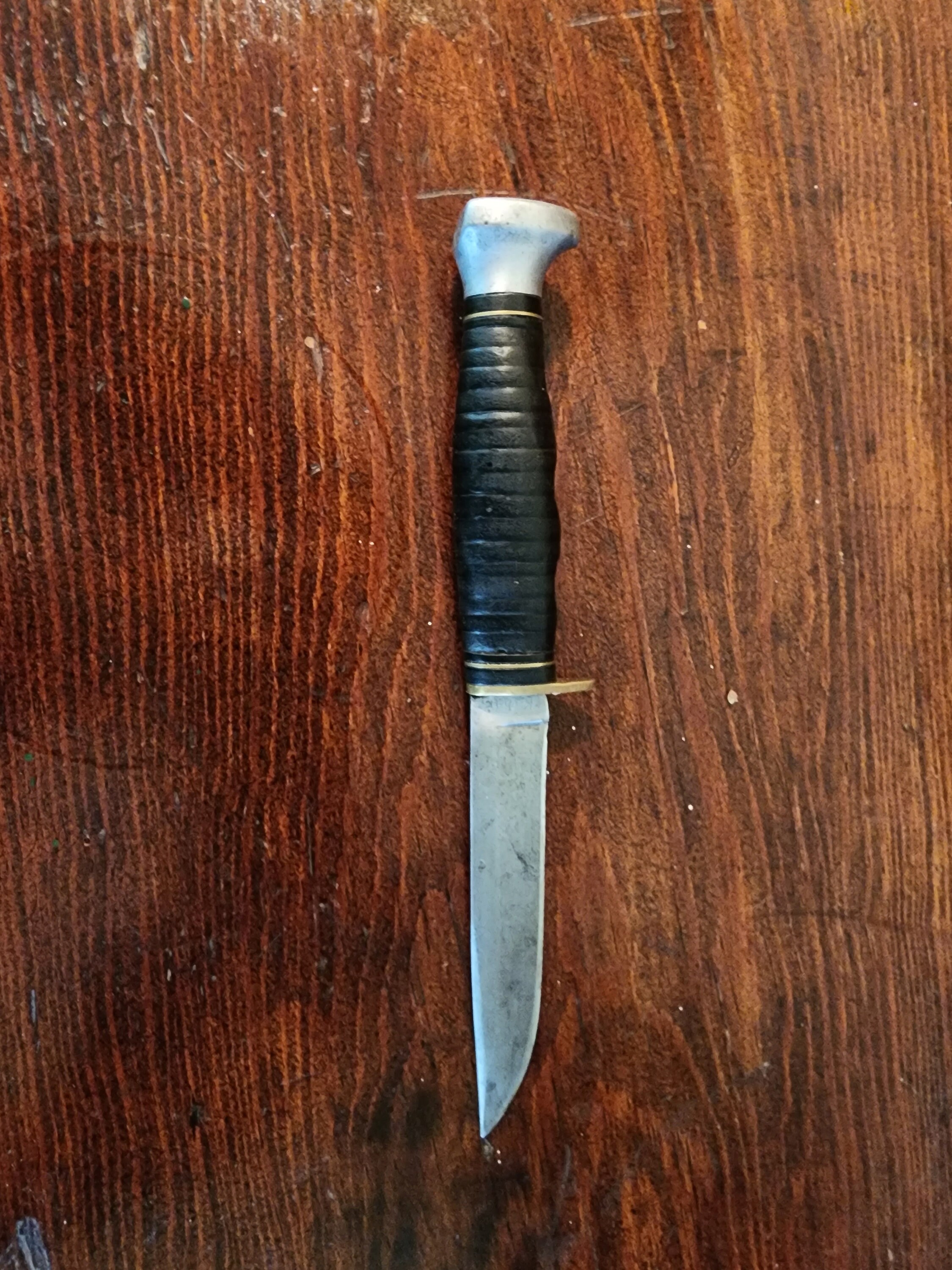 Vintage Kabar Knife Stacked Leather Handle Full Tang - Etsy