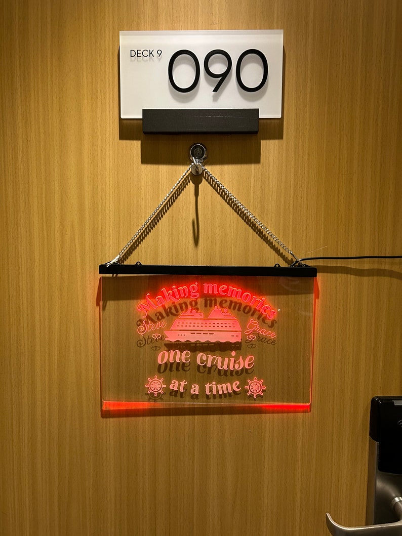 Custom LED Laser Engraved Door Hanger or Room Decor. Great for Cruises ...