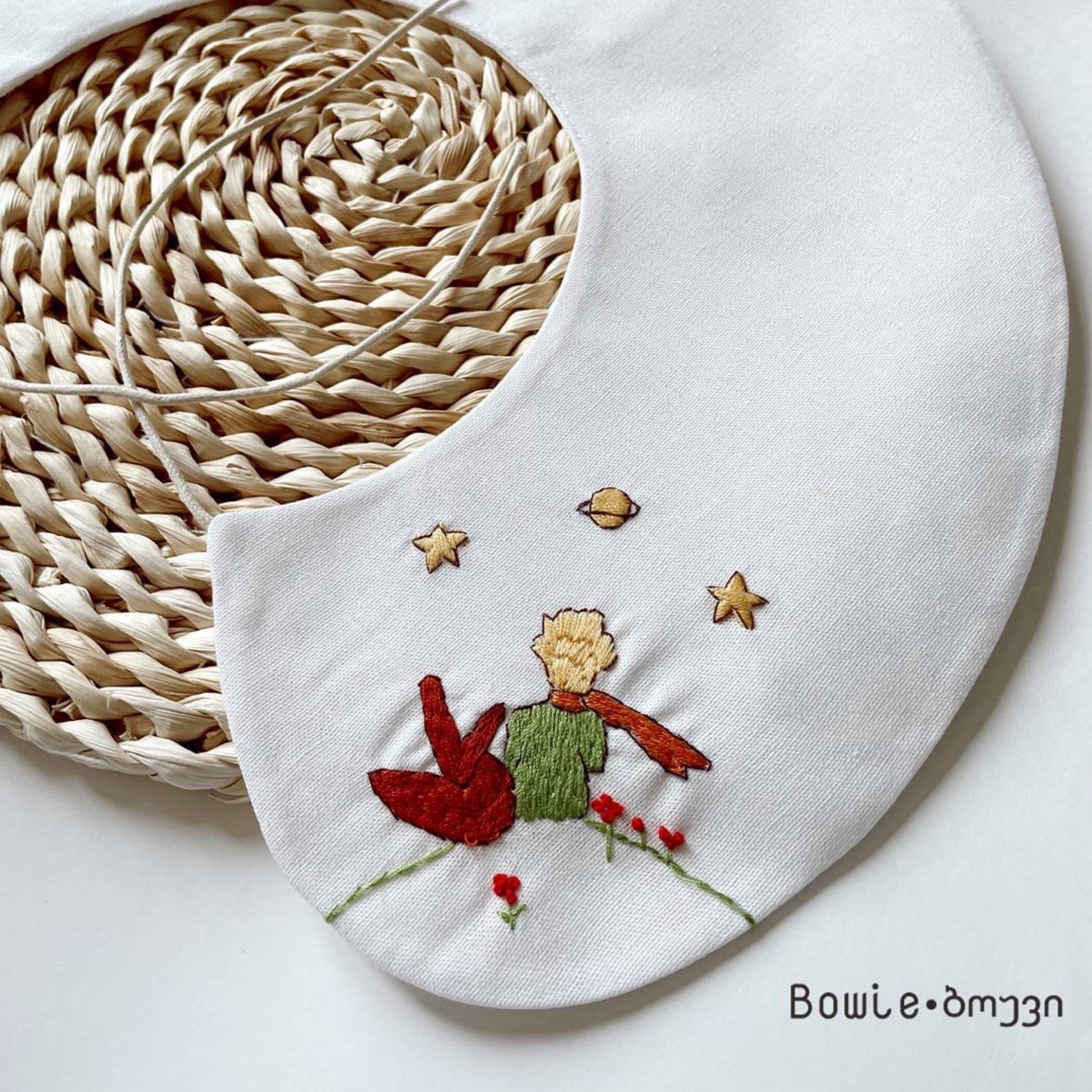 The Little Prince Embroidered Peter Pan Collar, Cotton White Material ...