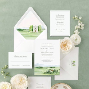 Tuscan Wedding Invitation Suite Featuring an Original Watercolor of ...