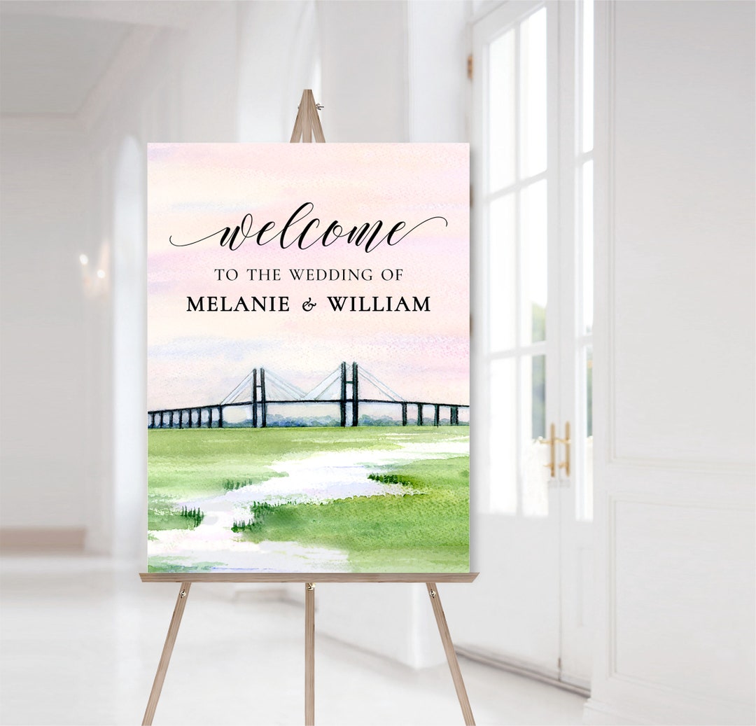 Marsh Watercolor Wedding Sign Featuring an Original Hand-painted ...