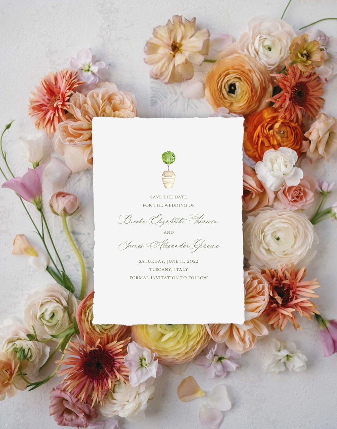 Tuscan Wedding Invitation Suite Featuring an Original Watercolor of a ...