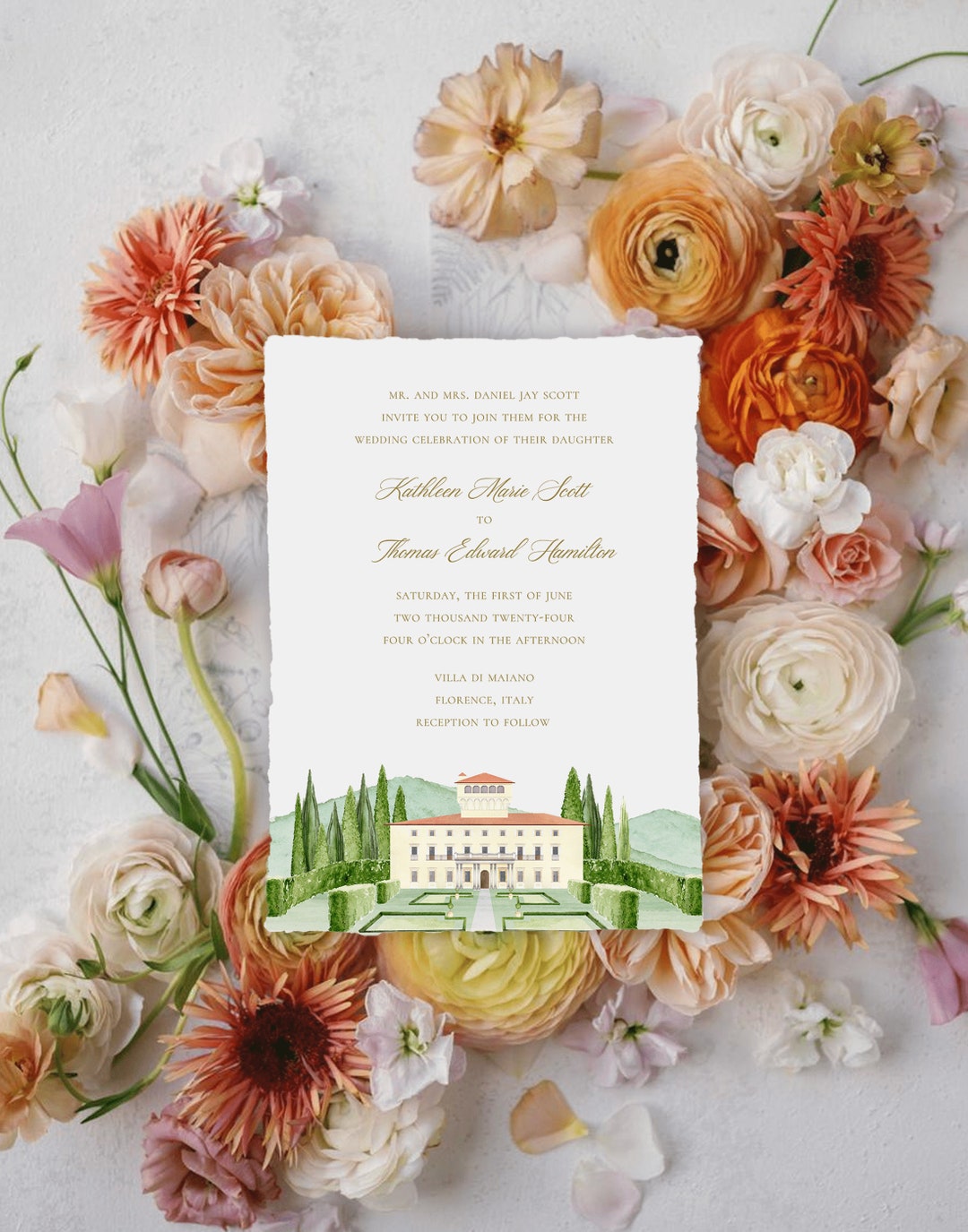 Florence Wedding Invitation Suite Featuring an Original Watercolor of ...