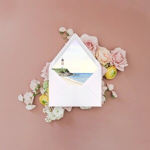 Lighthouse Watercolor Envelope Liners Featuring an Original, Hand ...