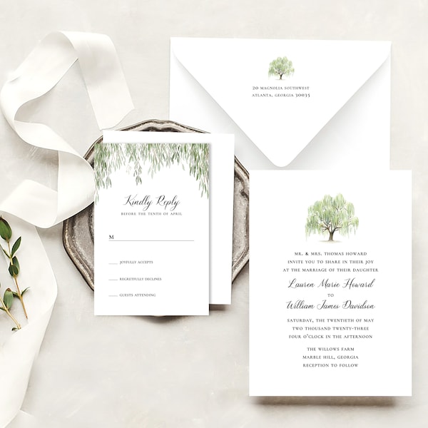 Willow Tree Wedding Invitation - Etsy