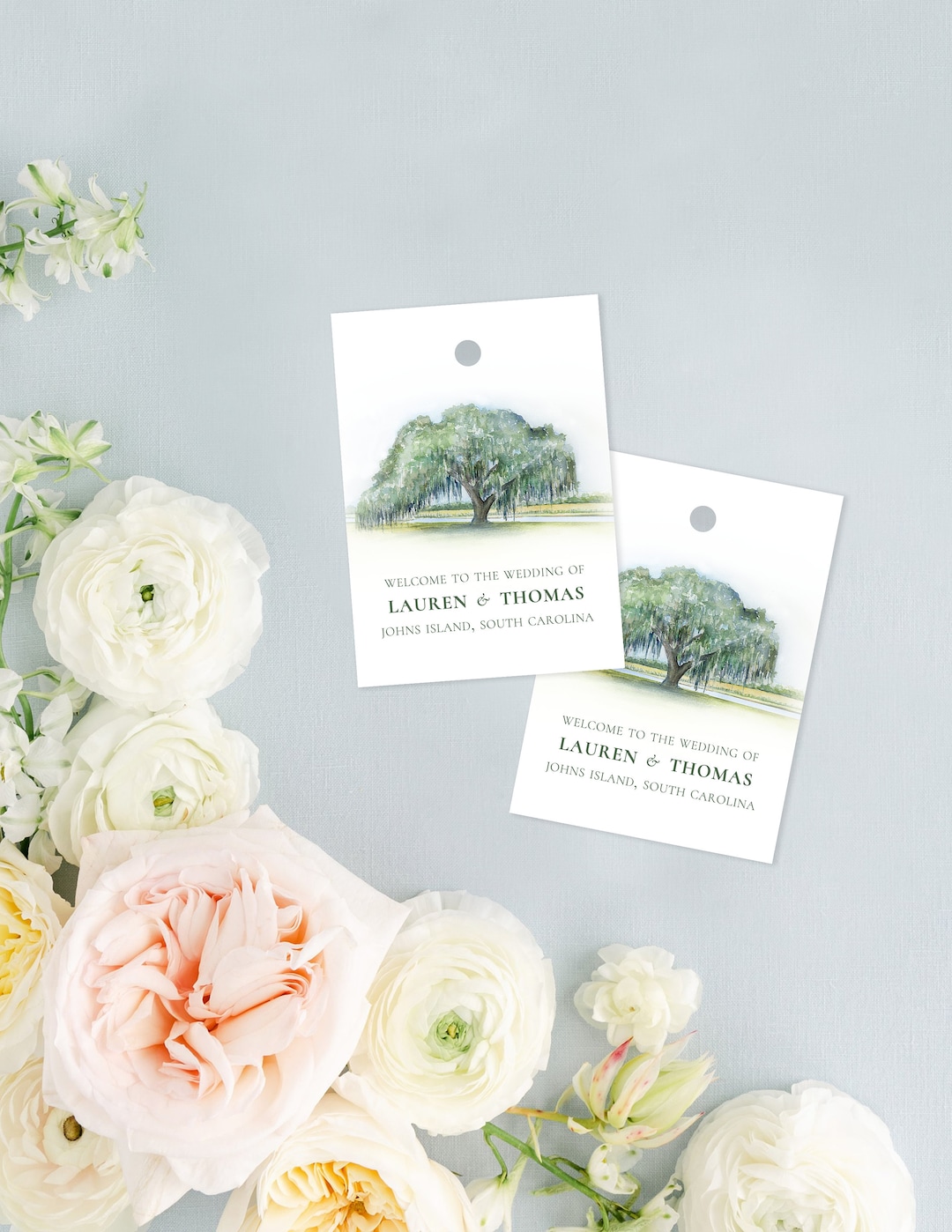 Oak Tree Watercolor Wedding Favor Tags With an Original Watercolor ...