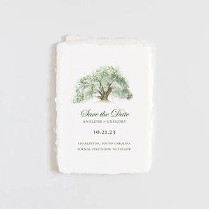 Oak Tree Watercolor Wedding Invitation Printed on Handmade Paper or ...