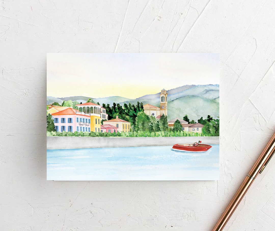 Lake Como Watercolor Stationery Featuring an Original Watercolor of ...
