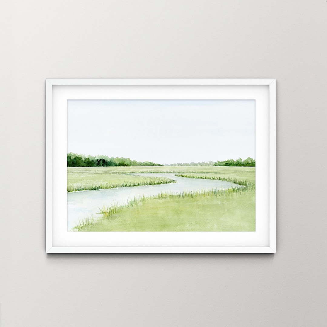 Marsh Watercolor Art Print of an Original, Hand-painted Watercolor of a ...