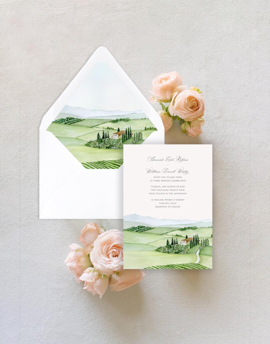 Tuscany Wedding Invitations Printed on Handmade Paper or Cardstock ...