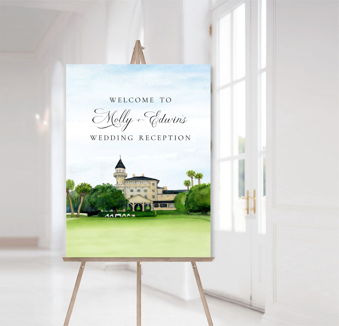 Jekyll Island Wedding Welcome Sign Featuring an Original Hand-painted ...