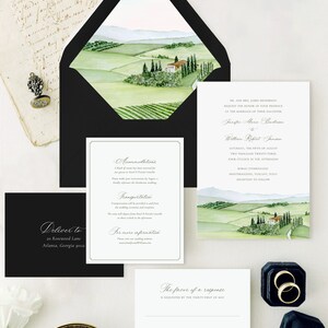 Tuscan Wedding Invitation Suite Featuring an Original Watercolor of ...