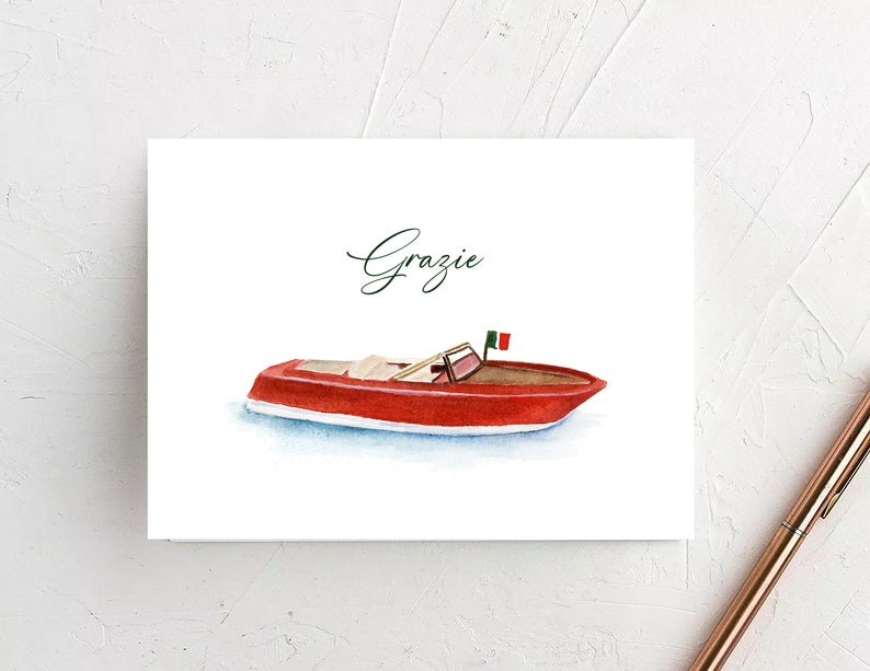 Grazie Italian Boat Watercolor Personalized Stationery - Etsy