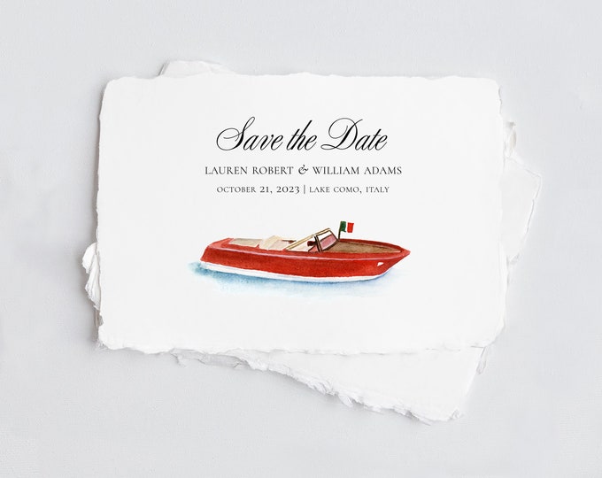 Italian Boat Wedding Invitations Printed on Handmade Paper or Cardstock ...