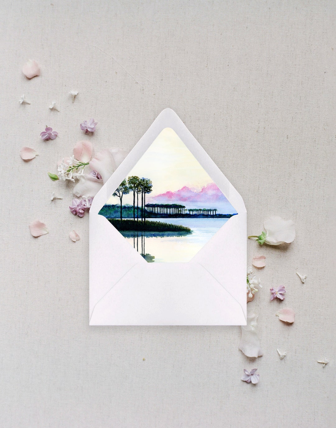 Grayton Beach Wedding Invitations Envelope Liners Featuring an Original ...