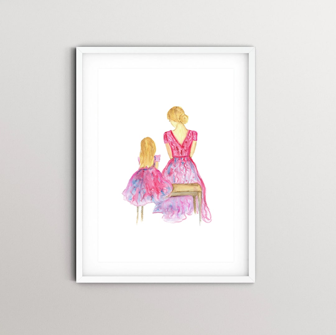 Lilly-inspired Mother Daughter Watercolor Art Print From Original ...