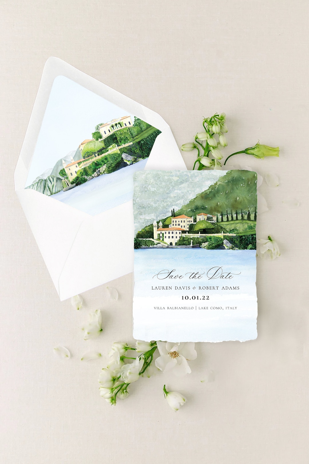 Villa Del Balbianello Lake Como Wedding Invitations Printed on Handmade ...