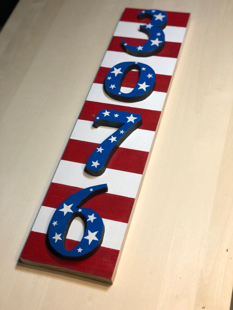 American Flag Theme Handmade House Numbers-address Sign set - Etsy