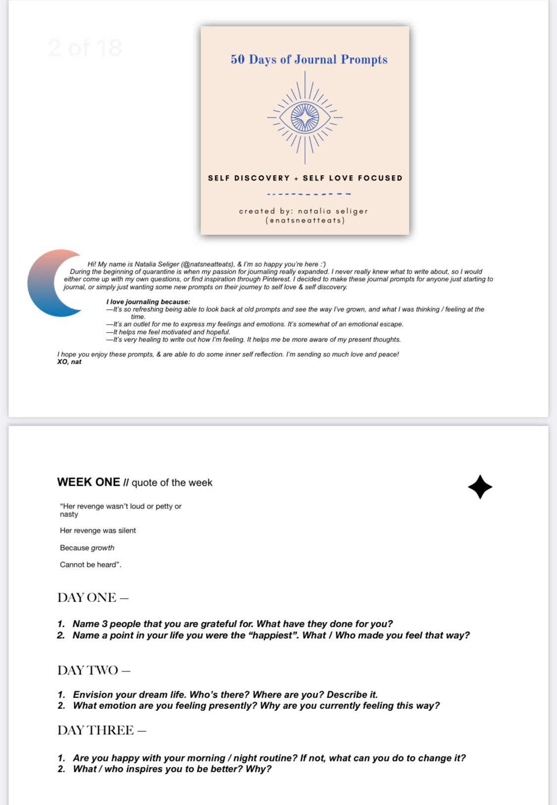 50 DAYS of Journal Prompts for Self Discovery + Self Love - Etsy