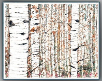 Birch Tree Watercolor - Etsy
