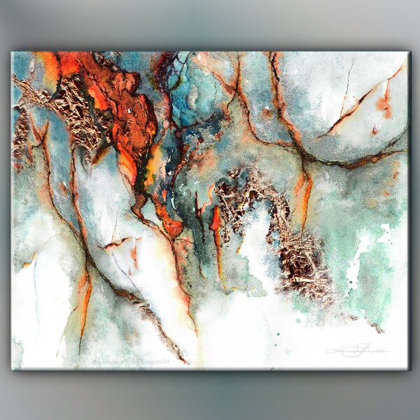 Turquoise Orange Art - Etsy