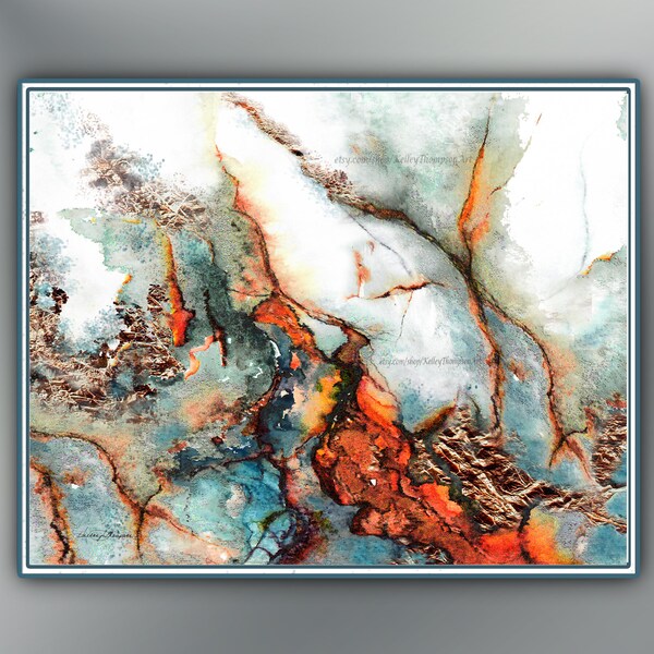 Turquoise Orange Art - Etsy