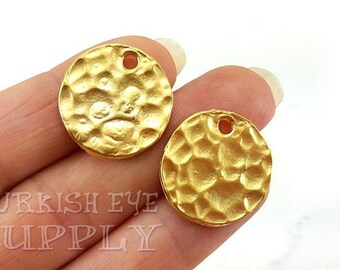 Gold Hammered Round Disc Charm Pendants Hammered Charms Gold - Etsy