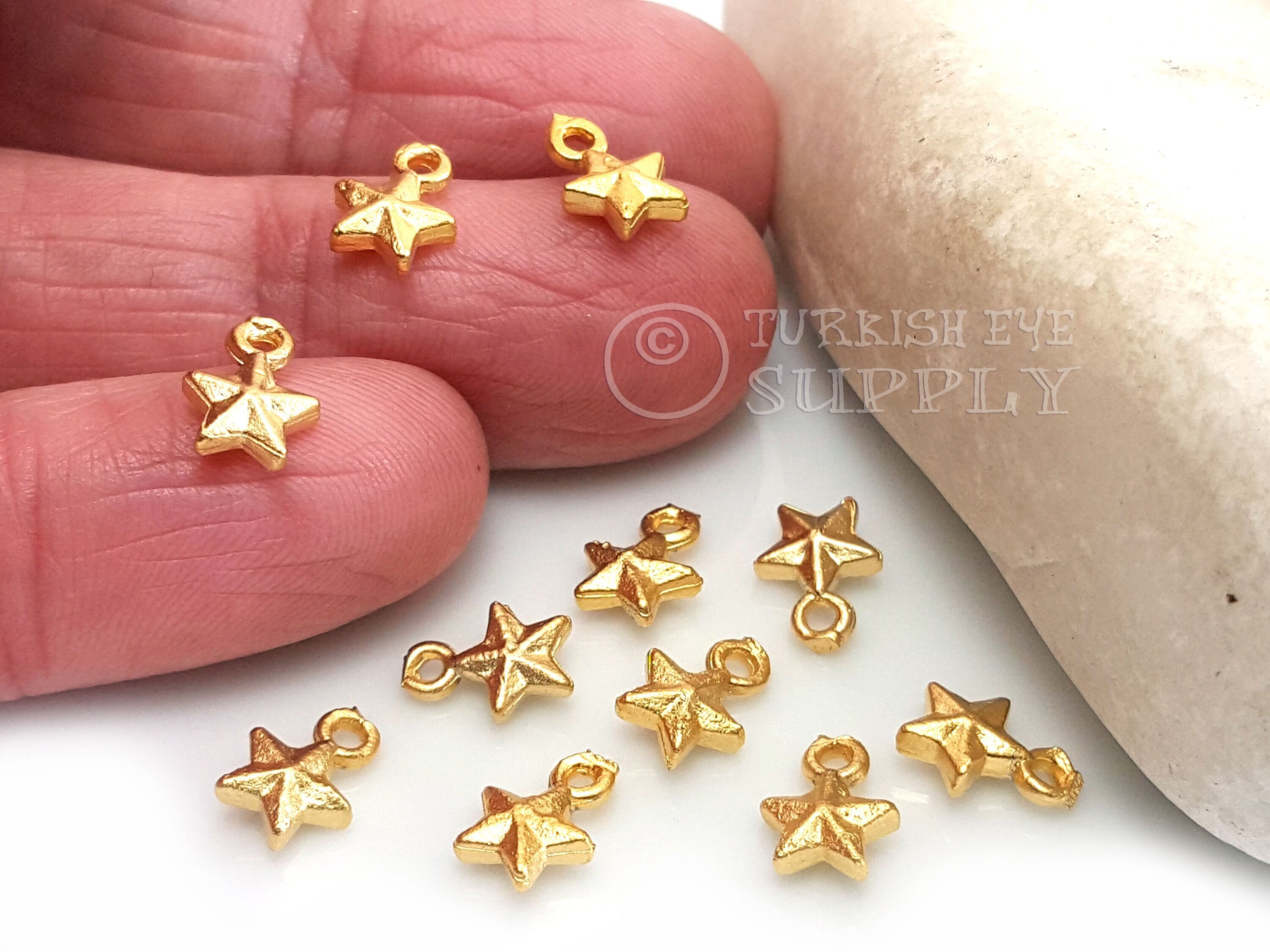 Gold Star Charms, Mini Star Charms, Tiny Star Charms, Bracelet Charms ...