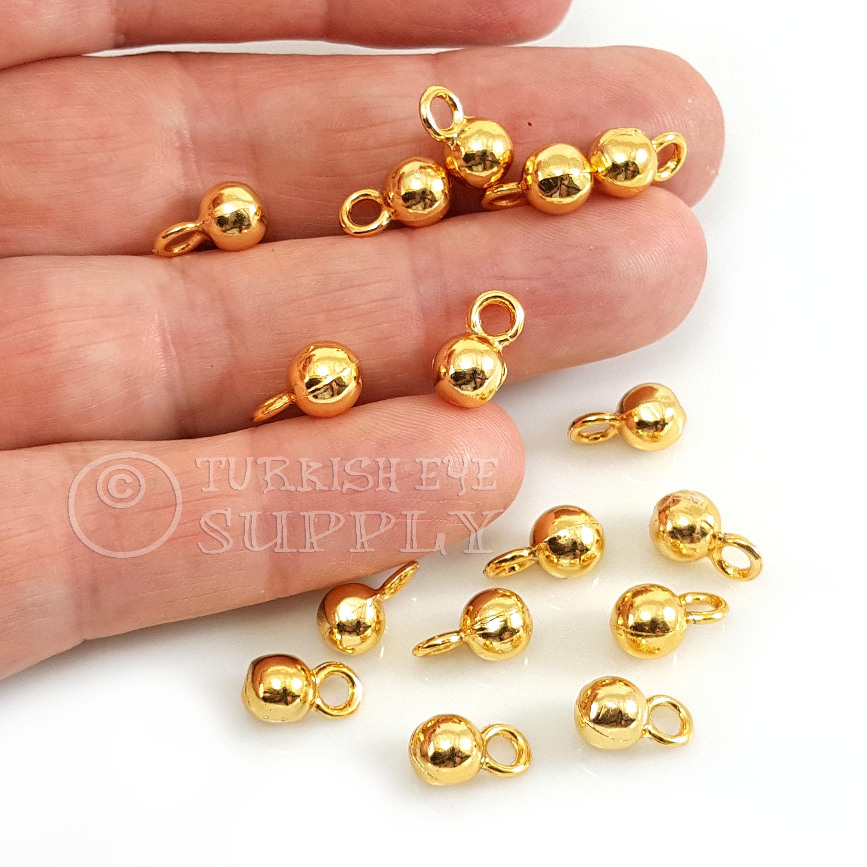 Gold Ball Charms, 24k Shiny Gold Plated Bracelet Charms, Plain Ball ...