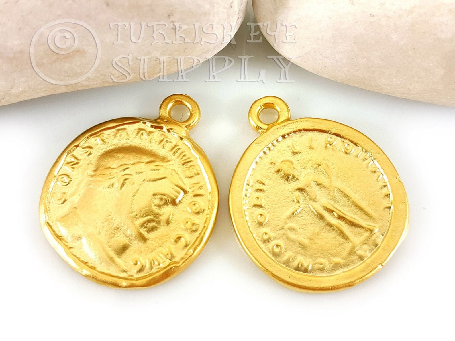 Greek Medallion Pendant, Ancient Greek Coin Pendant, 22k Gold Plated ...