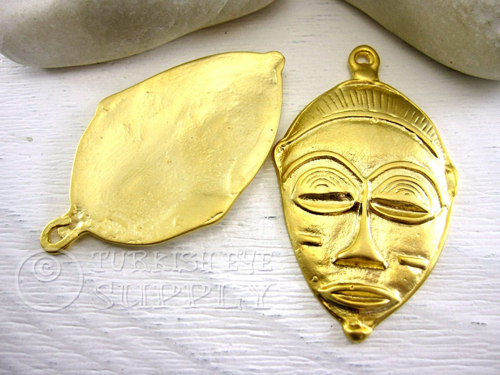 African Mask Pendant Large Tribal Mask Pendant Gold Mask - Etsy
