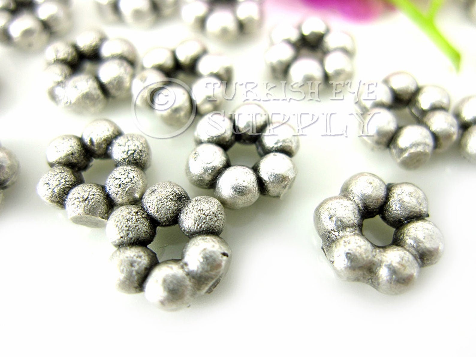 Silver Flower Beads Tiny Flower Beads Silver Spacer Beads | Etsy