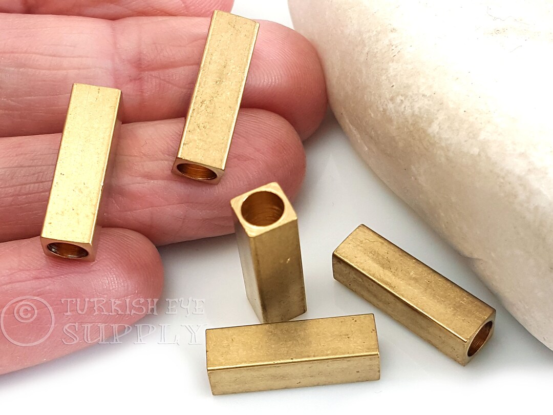 Raw Brass Square Tube Bead, Brass Tube Spacer, Mini Rectangle Tube Bead ...